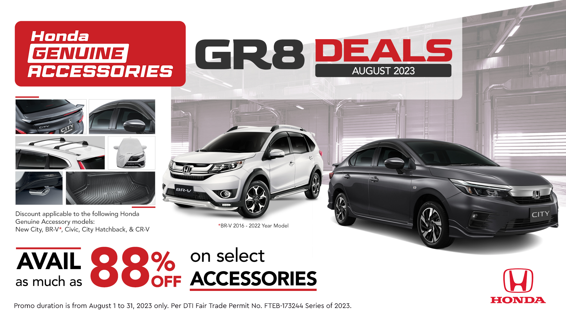 HondaPH offers special deals on Honda Genuine Accessories
